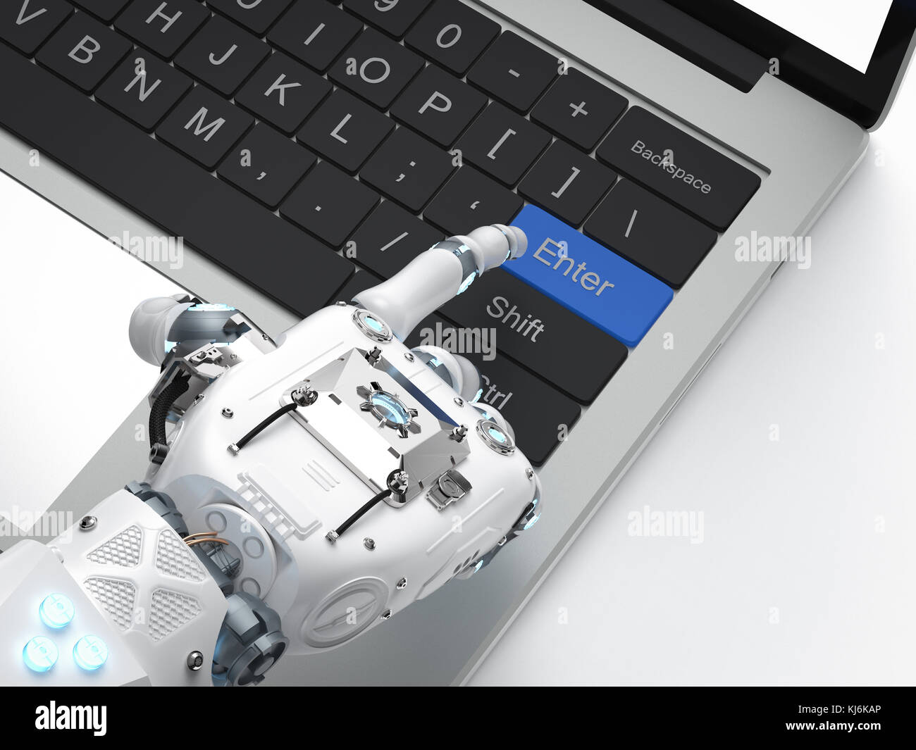 3d rendering robot hand working with computer keyboard Stock Photo - Alamy