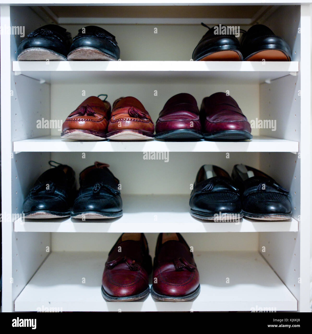 Artful Display of men’s dress shoes various colors Stock Photo - Alamy