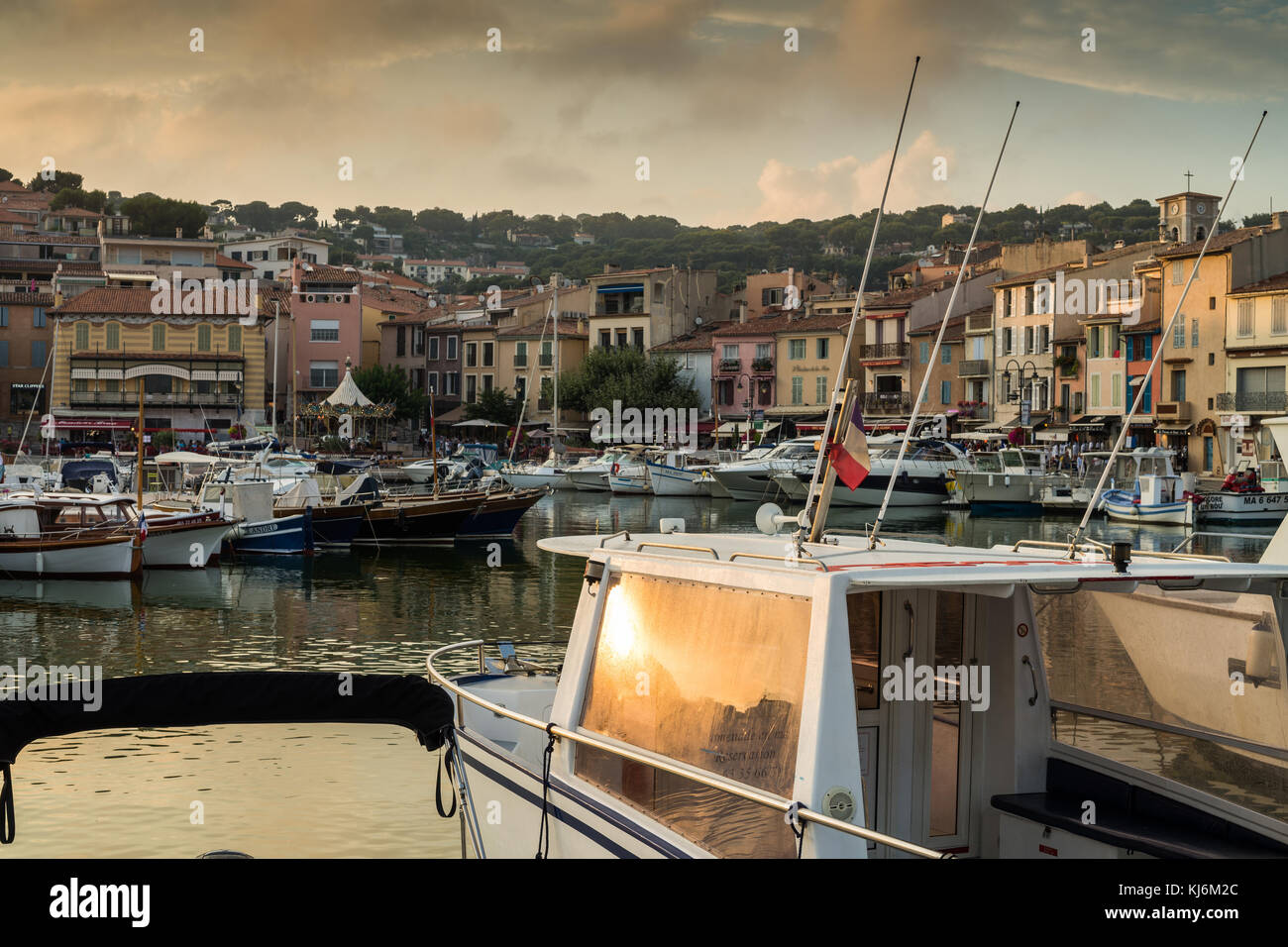 Cassis Harbour with colourful buildings at seafront, Bouches du Rhone ...