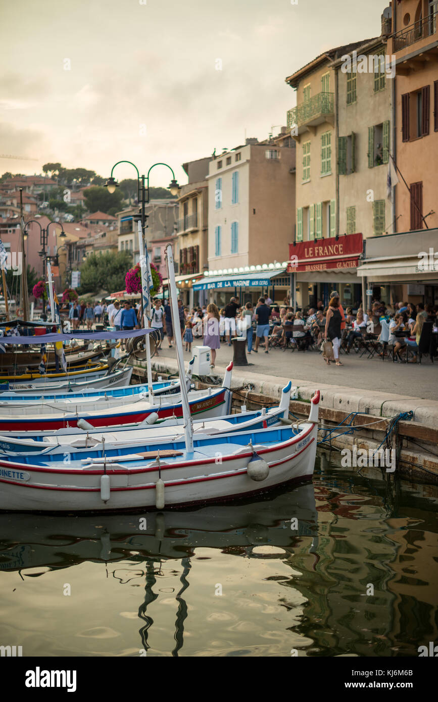 Cassis Harbour with colourful buildings at seafront, Bouches du Rhone ...