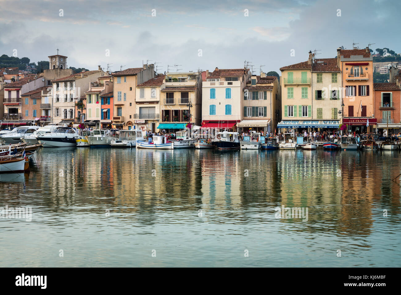 Cassis Harbour with colourful buildings at seafront, Bouches du Rhone ...