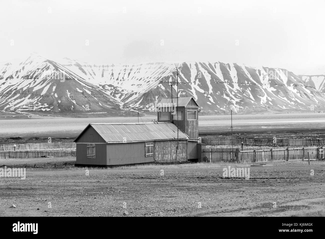 The abandoned russian mining town Pyramiden in Svalbard, Spitsbergen ...