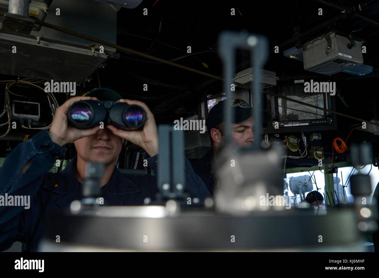 US navy lookout on deck Stock Photo - Alamy