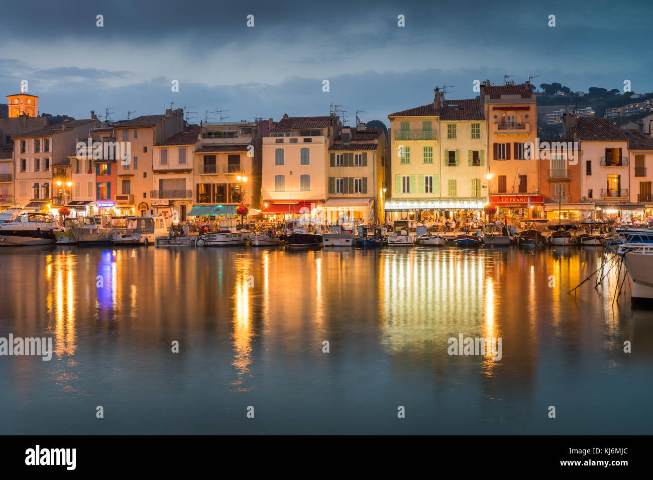 Cassis Harbour with colourful buildings at seafront, Bouches du Rhone ...