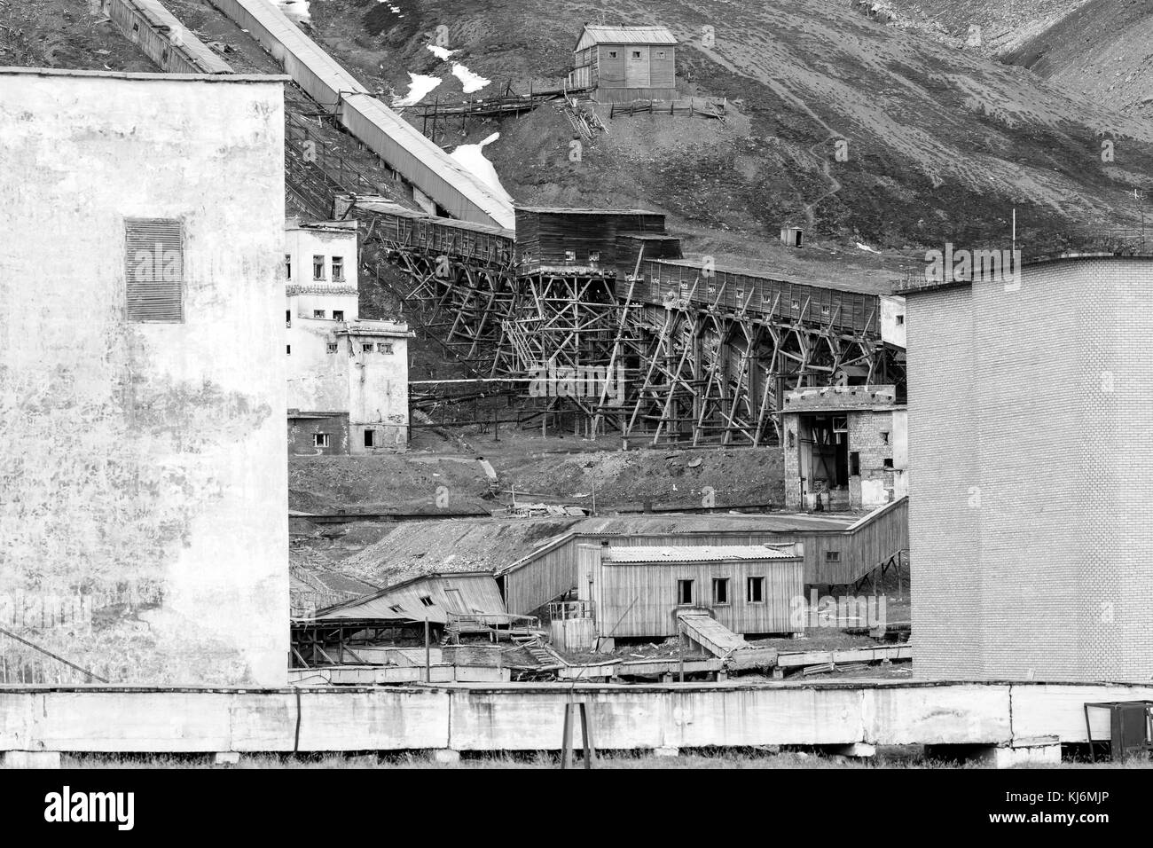 The abandoned russian mining town Pyramiden in Svalbard, Spitsbergen ...