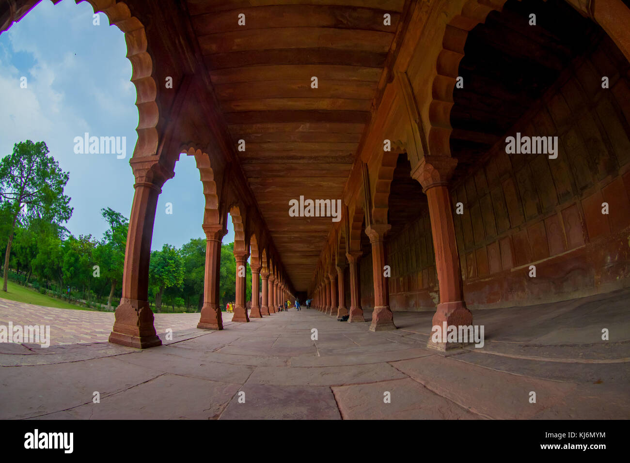 Agra, India - September 20, 2017: Beautiful view of a stoned path with ...
