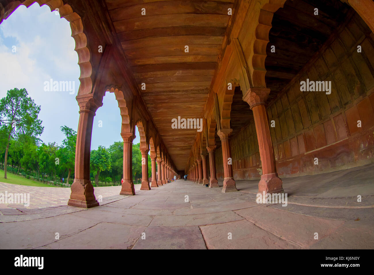 Agra, India - September 20, 2017: Beautiful view of a stoned path with ...
