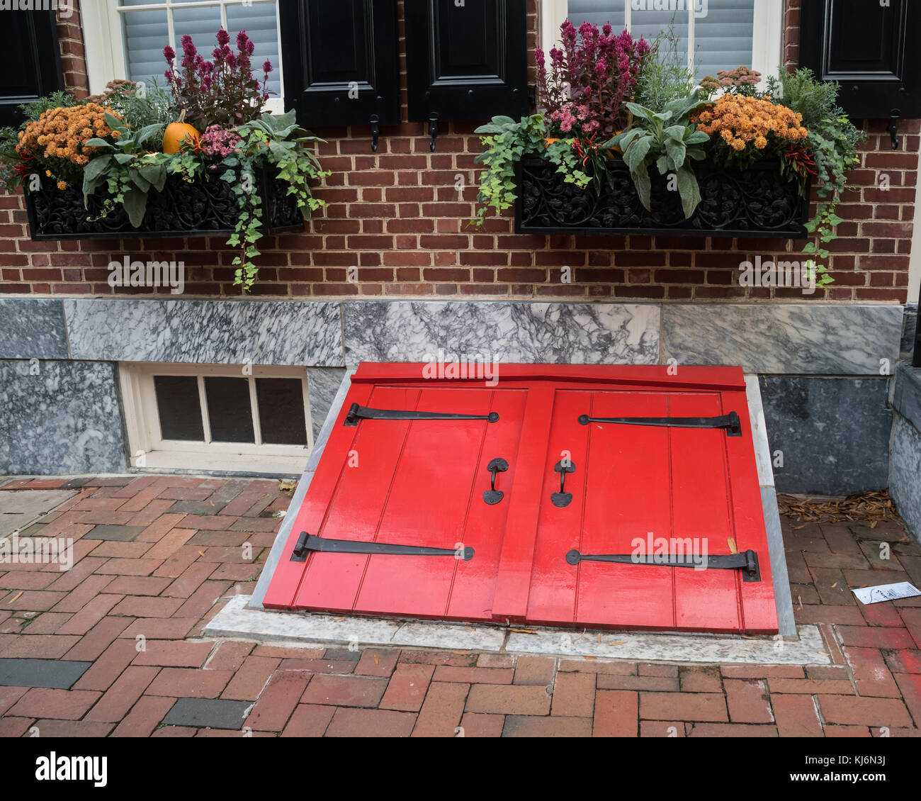 Entrance to the basement of an old house, Philadelphia, Pennsylvania ...