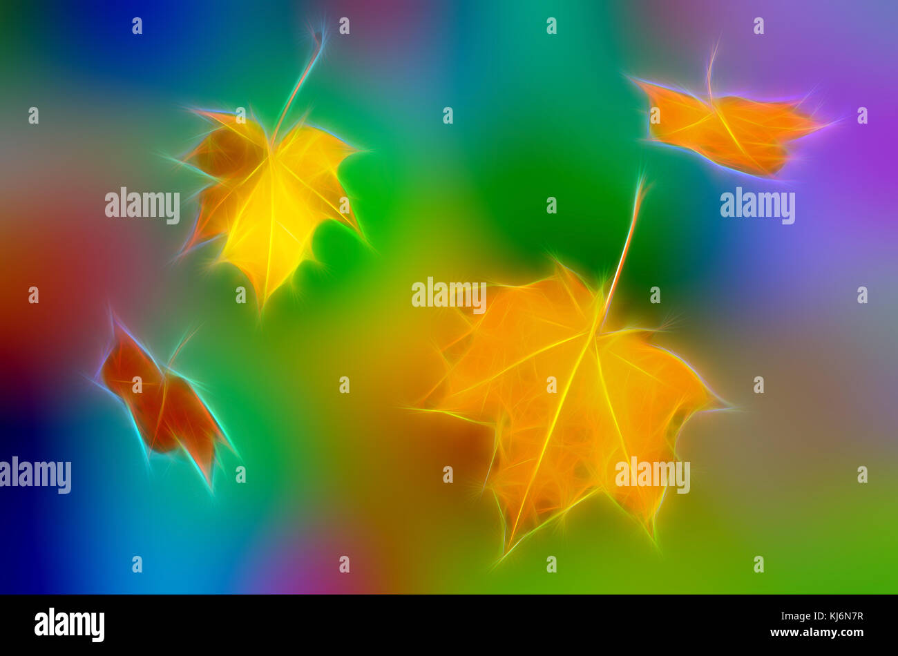 colorful autumn leaves falling down with beautiful background Stock ...