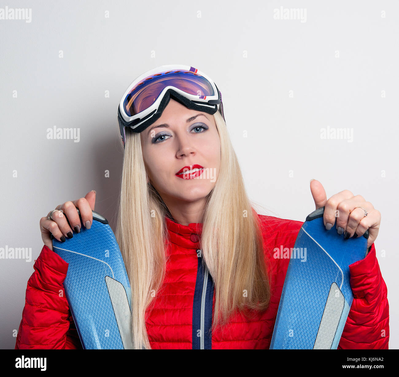 girl with Alpine skiing Stock Photo - Alamy