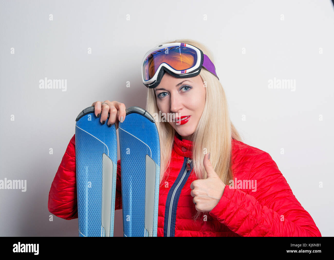 girl with Alpine skiing Stock Photo - Alamy