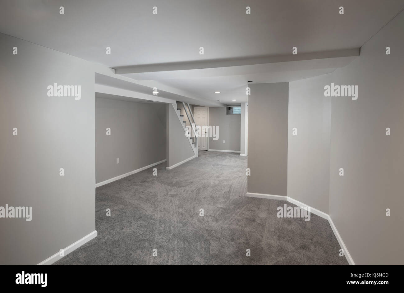 Empty Vacant Finished Basement In Residential Home Stock Photo - Alamy