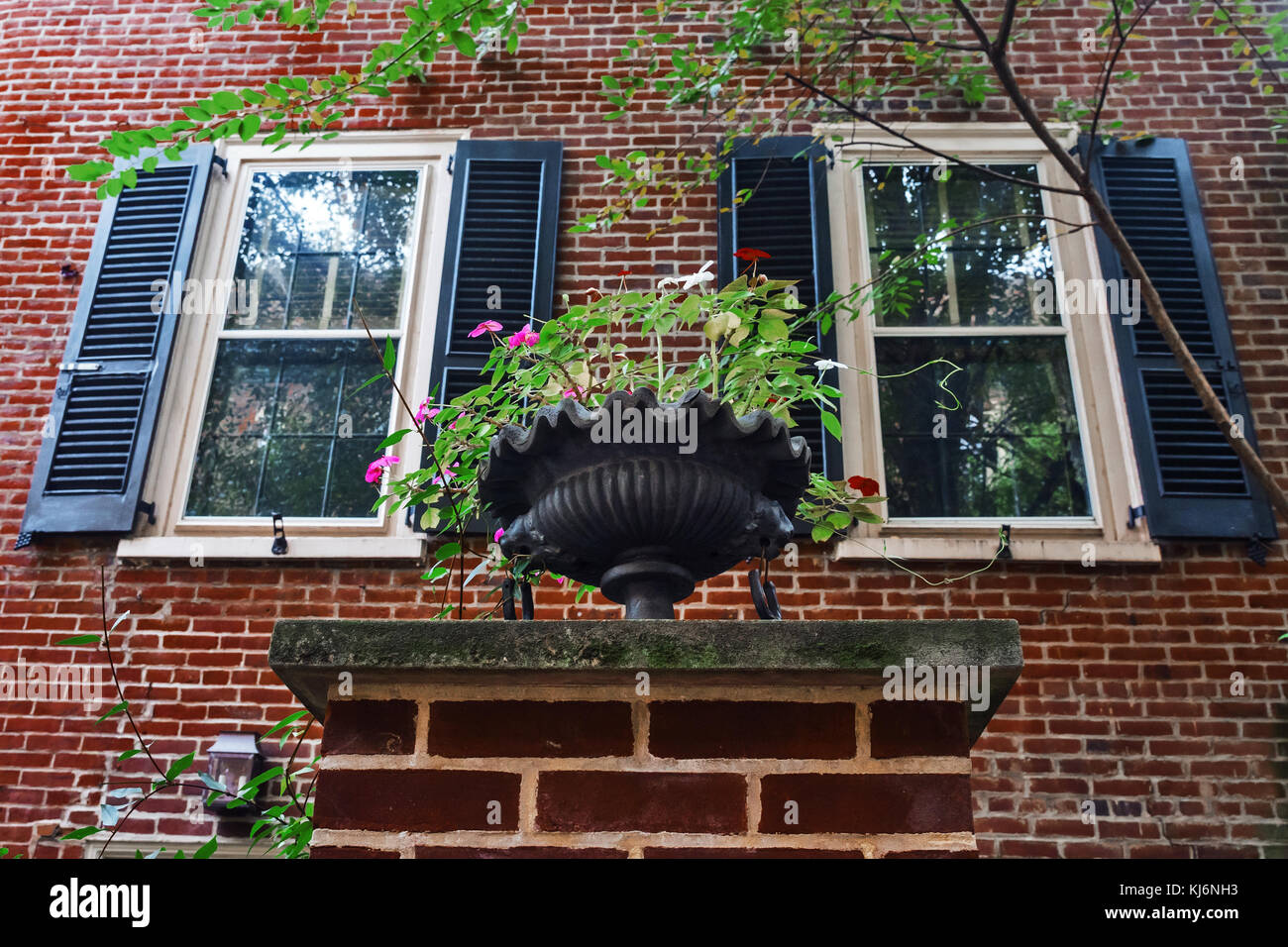 Detail of ancient house with windows and flowers, The Old City ...