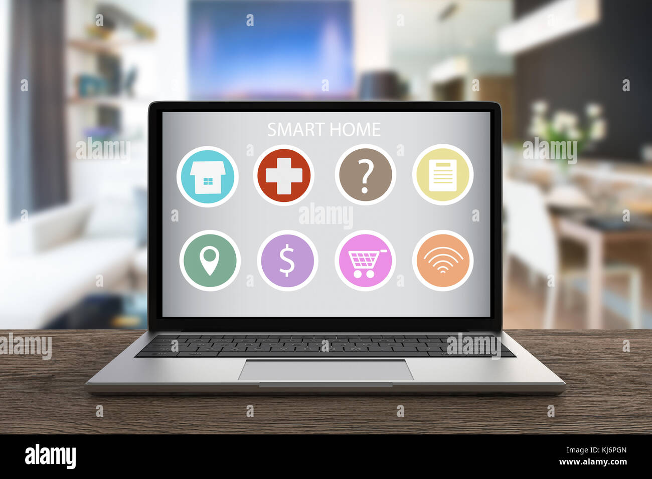 3d rendering smart home program on computer notebook Stock Photo - Alamy