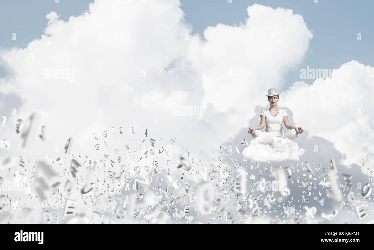 Young woman keeping mind conscious Stock Photo - Alamy