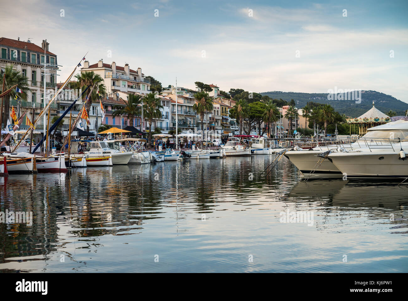 Fishing boats at fishing port, Marina, old harbour. Village of Bandol ...