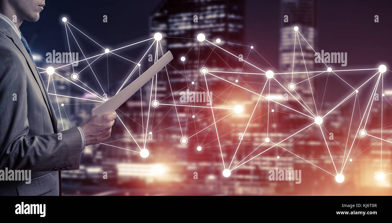 Concept of modern business networking that connect and cooperate Stock ...
