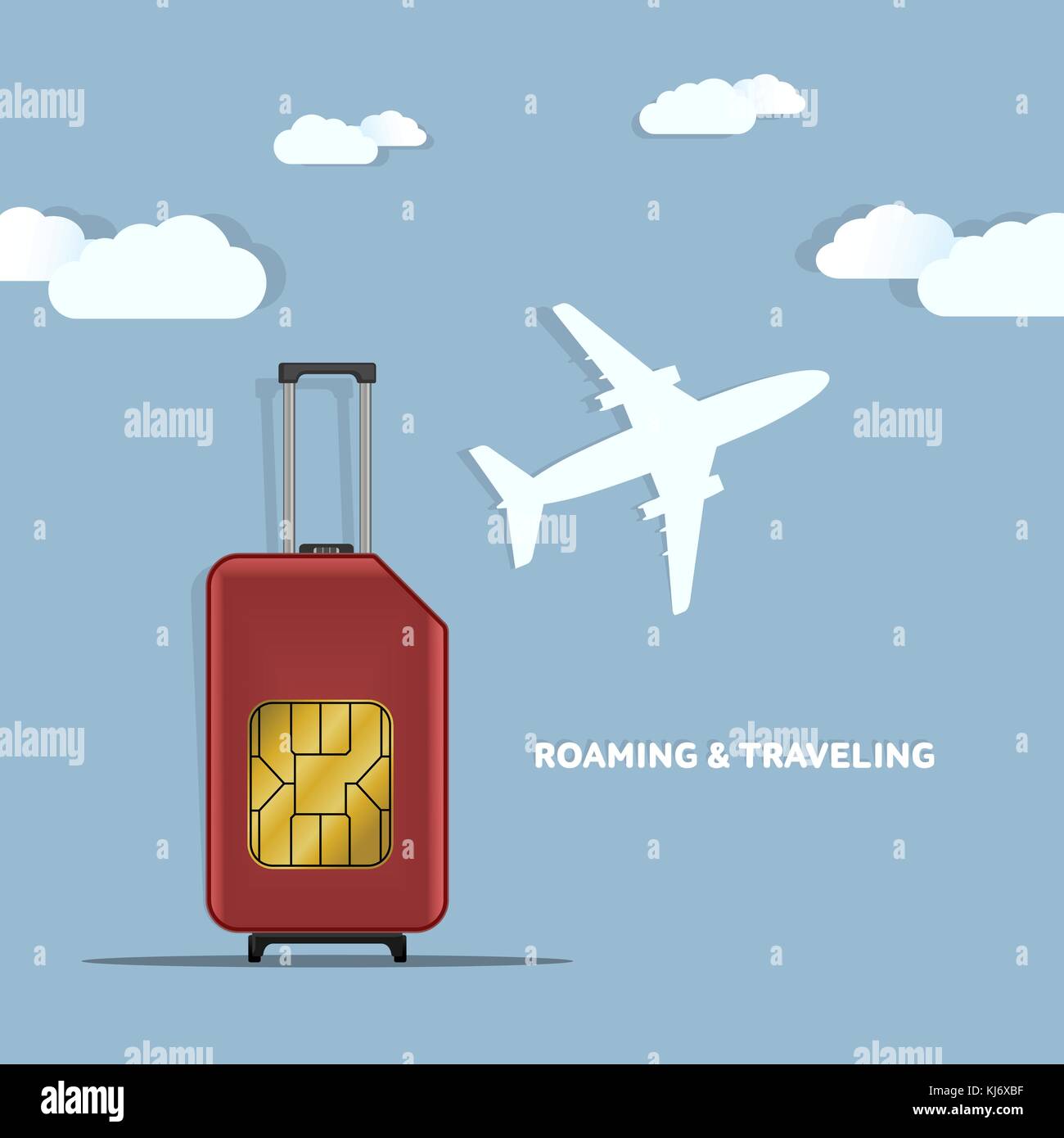 Travel SIM vector illustration on blue radial gradient background ...