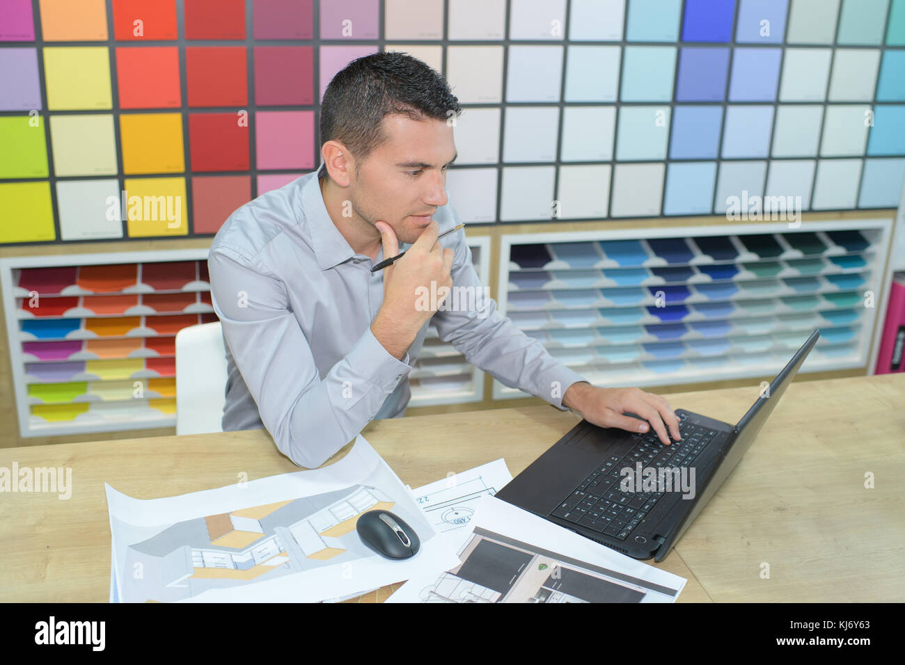 architec working architectural project Stock Photo - Alamy