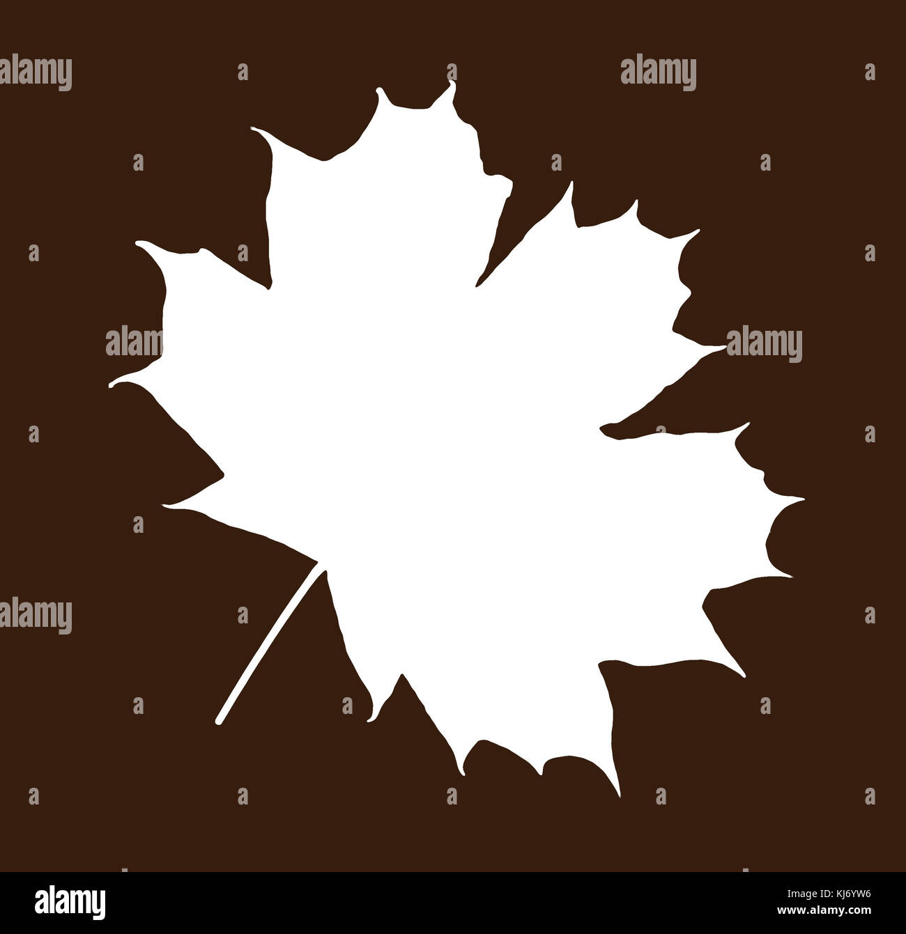 White shape of maple leaf on the brown background. Symbolic natural ...