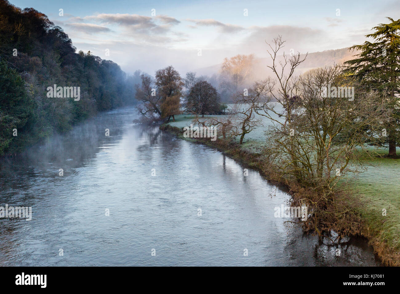 Winter scene on Munster Blackwater River, Lismore, County Waterford ...