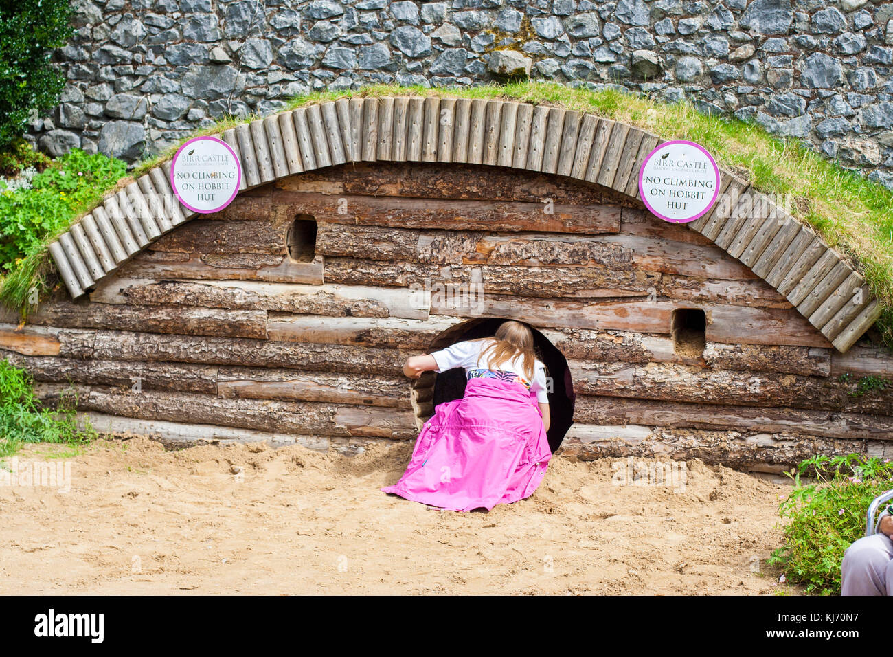 wooden hobbit hut, children's playground, Birr Castle, Ireland Stock ...