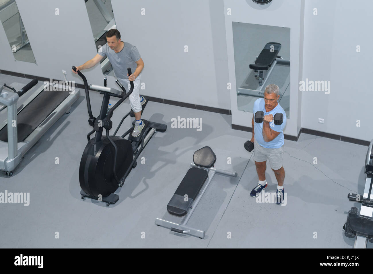 top view of men training in fitness club Stock Photo - Alamy