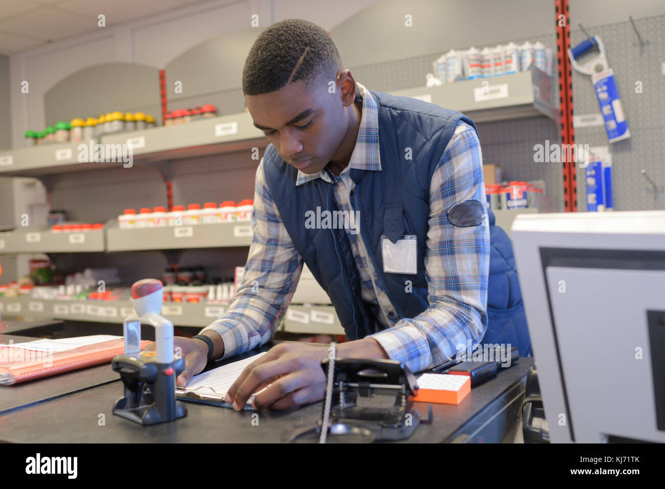 african manager in warehouse Stock Photo - Alamy