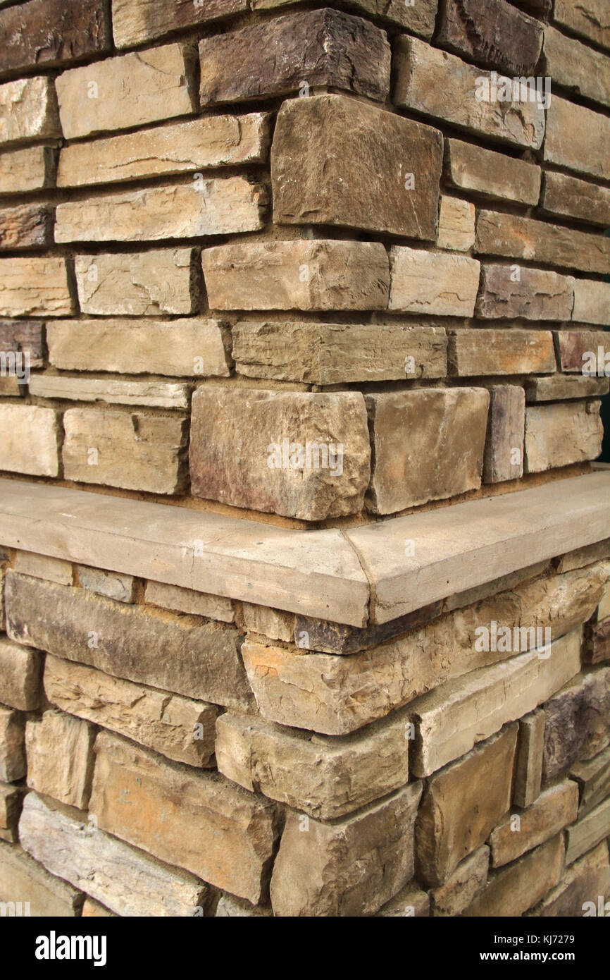 Close up brick column wall outside Stock Photo - Alamy