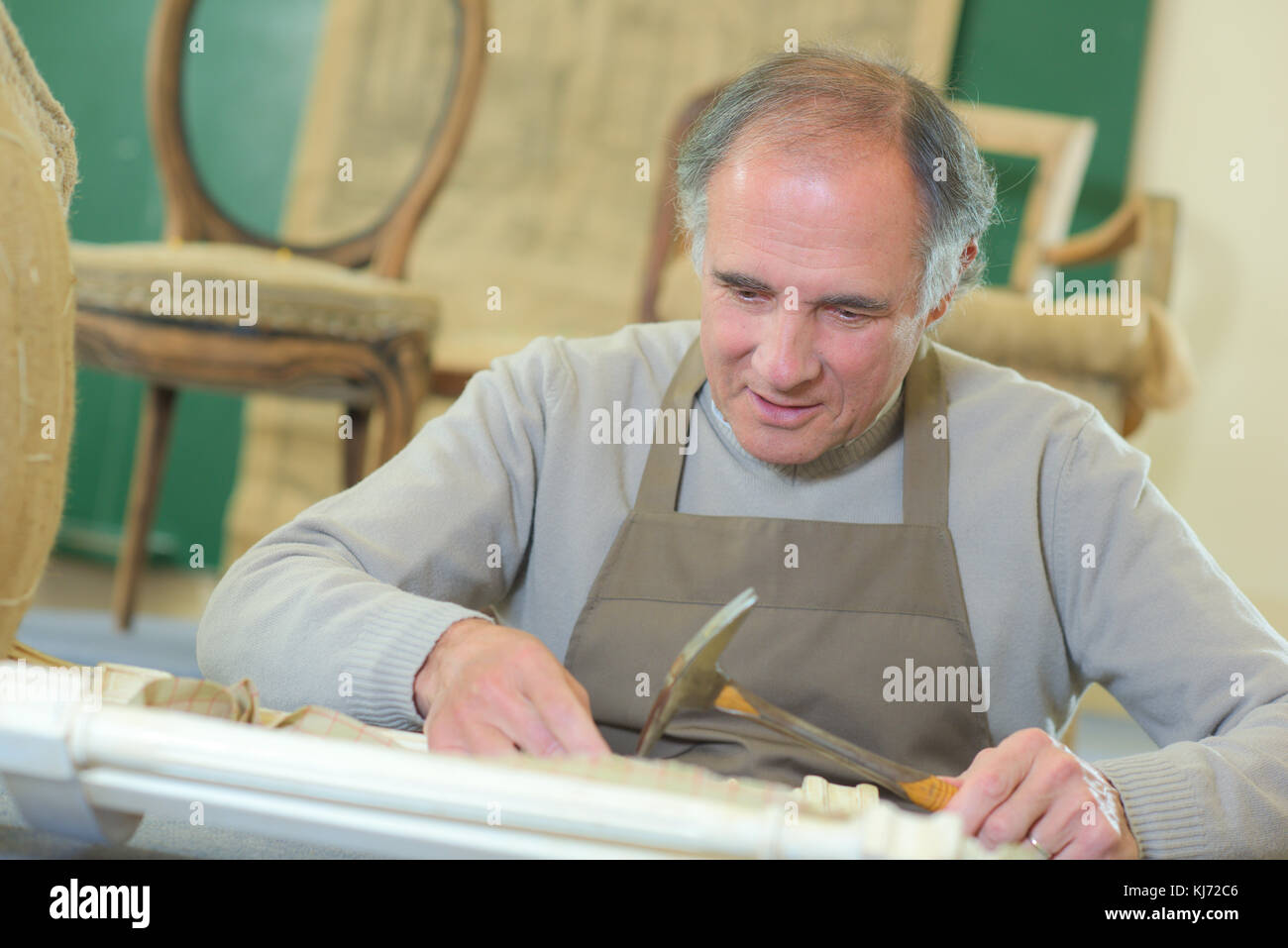 Portrait retired carpenter sitting hi-res stock photography and images ...