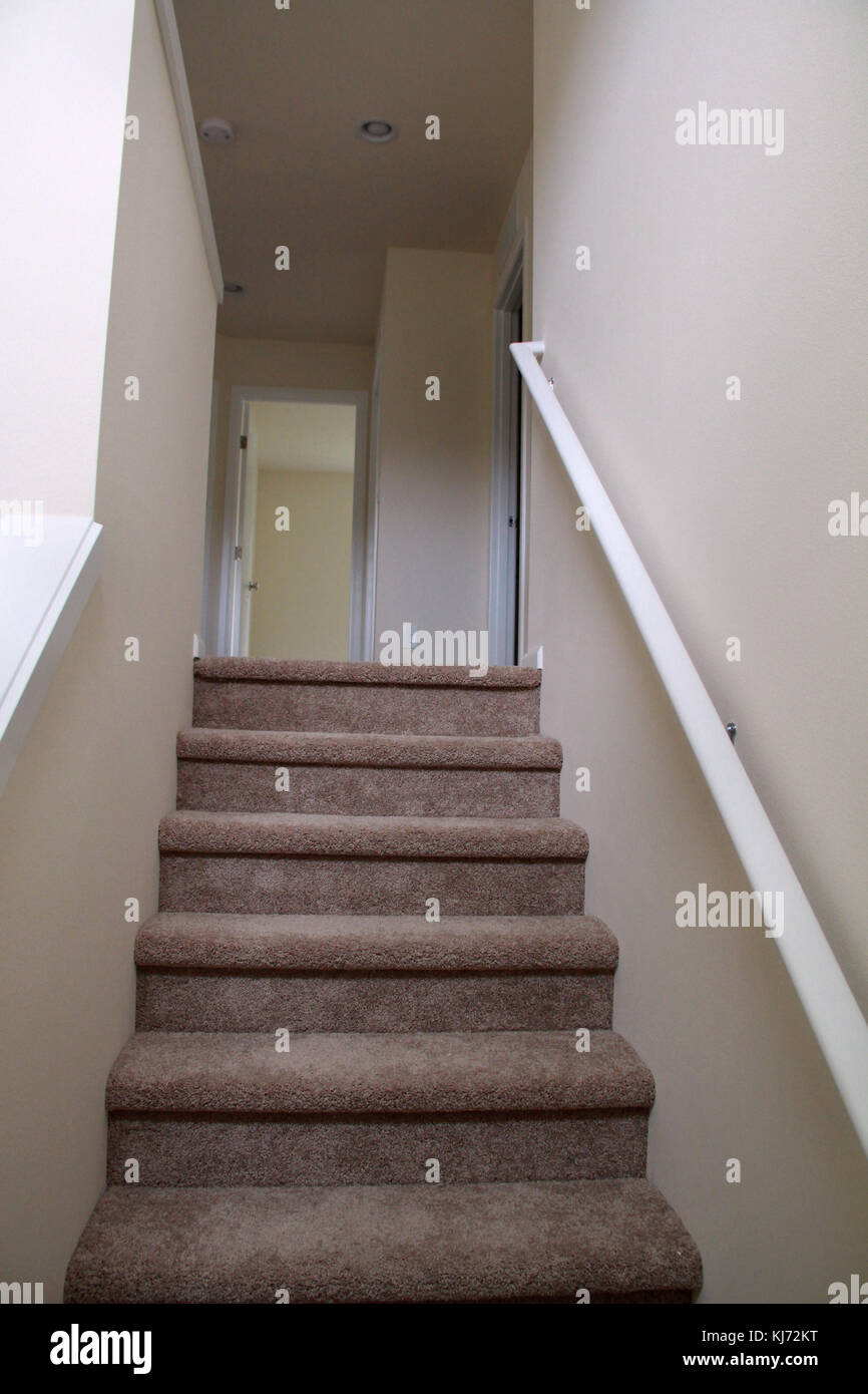 An empty stairs and hallway in a new home Stock Photo - Alamy
