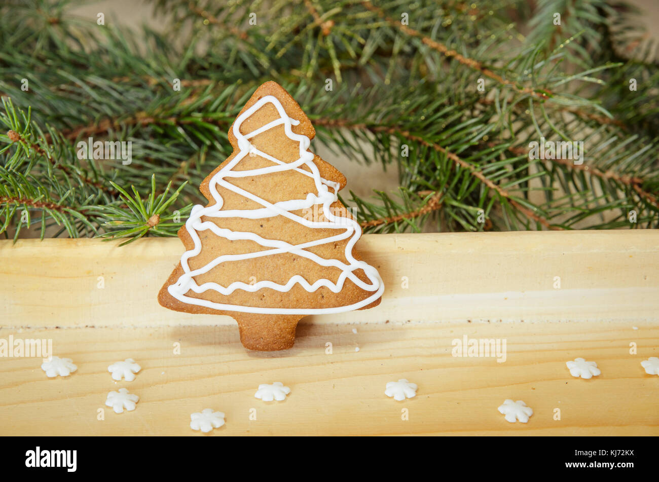 homemade sweet tree from gingerbread greeting card Stock Photo - Alamy
