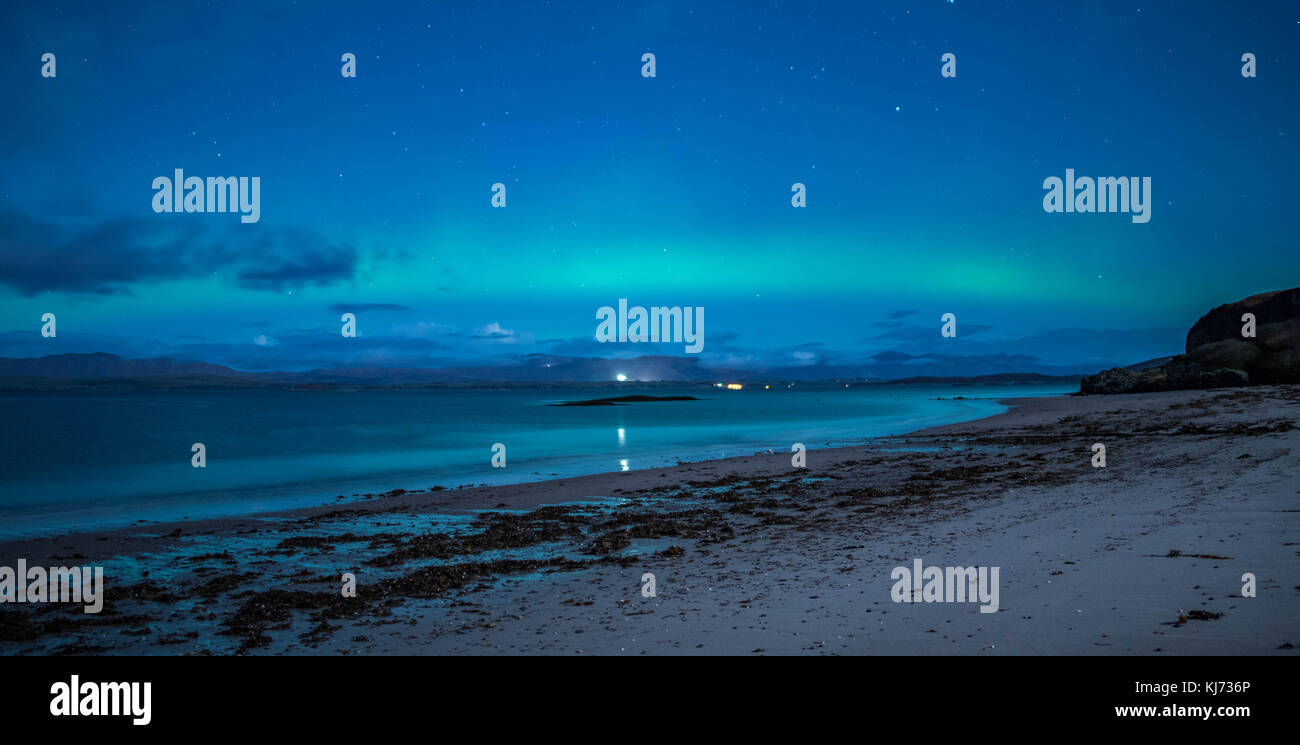 Northern Lights viewed at Ganavan Sands near Oban on the West Coast of ...