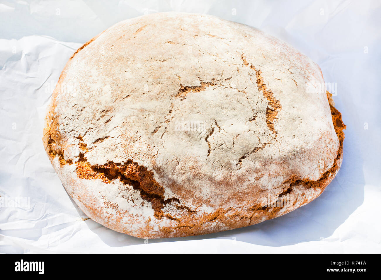 Traditional Majorcan brown bread, pan moreno, on the table Stock Photo ...