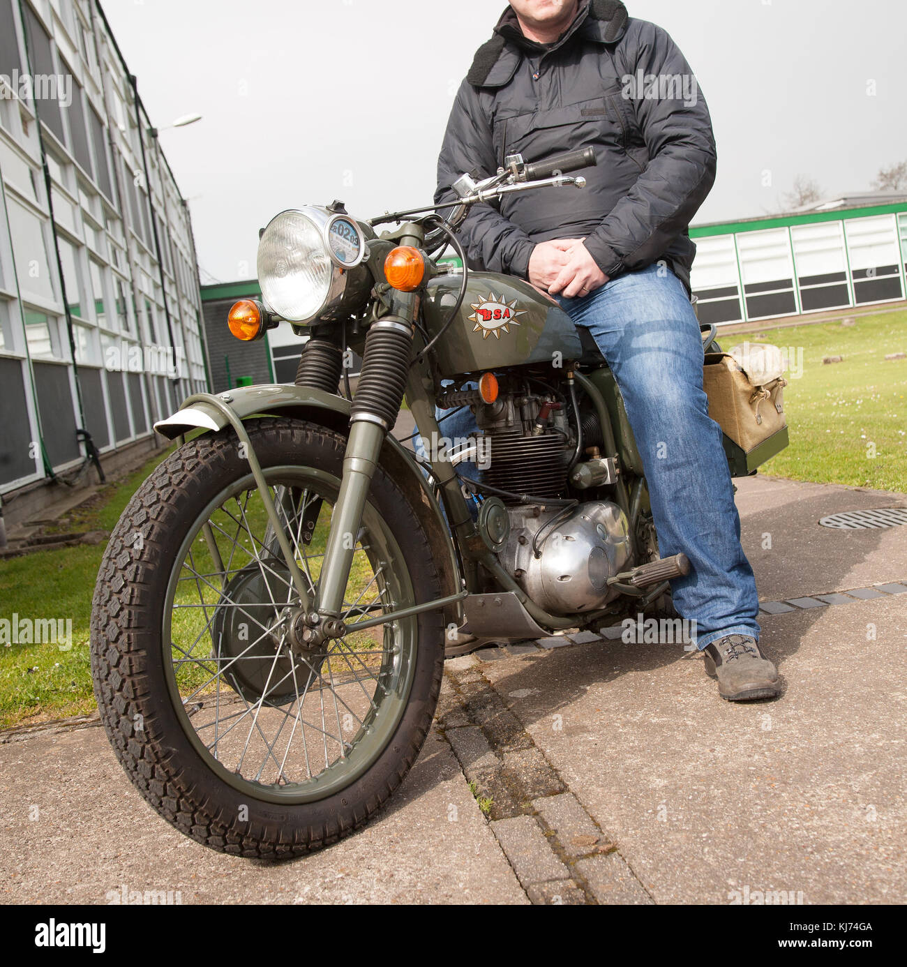 Classic restored BSA ex military motorbike Stock Photo - Alamy