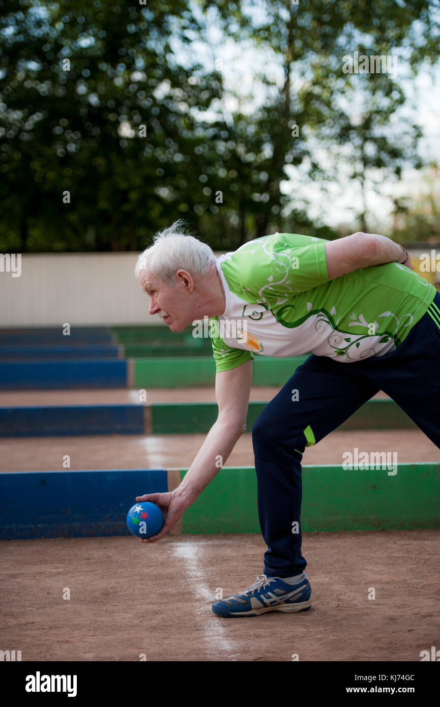 The oldest Russian tournament Sozidanie of Bocce raffa Stock Photo - Alamy