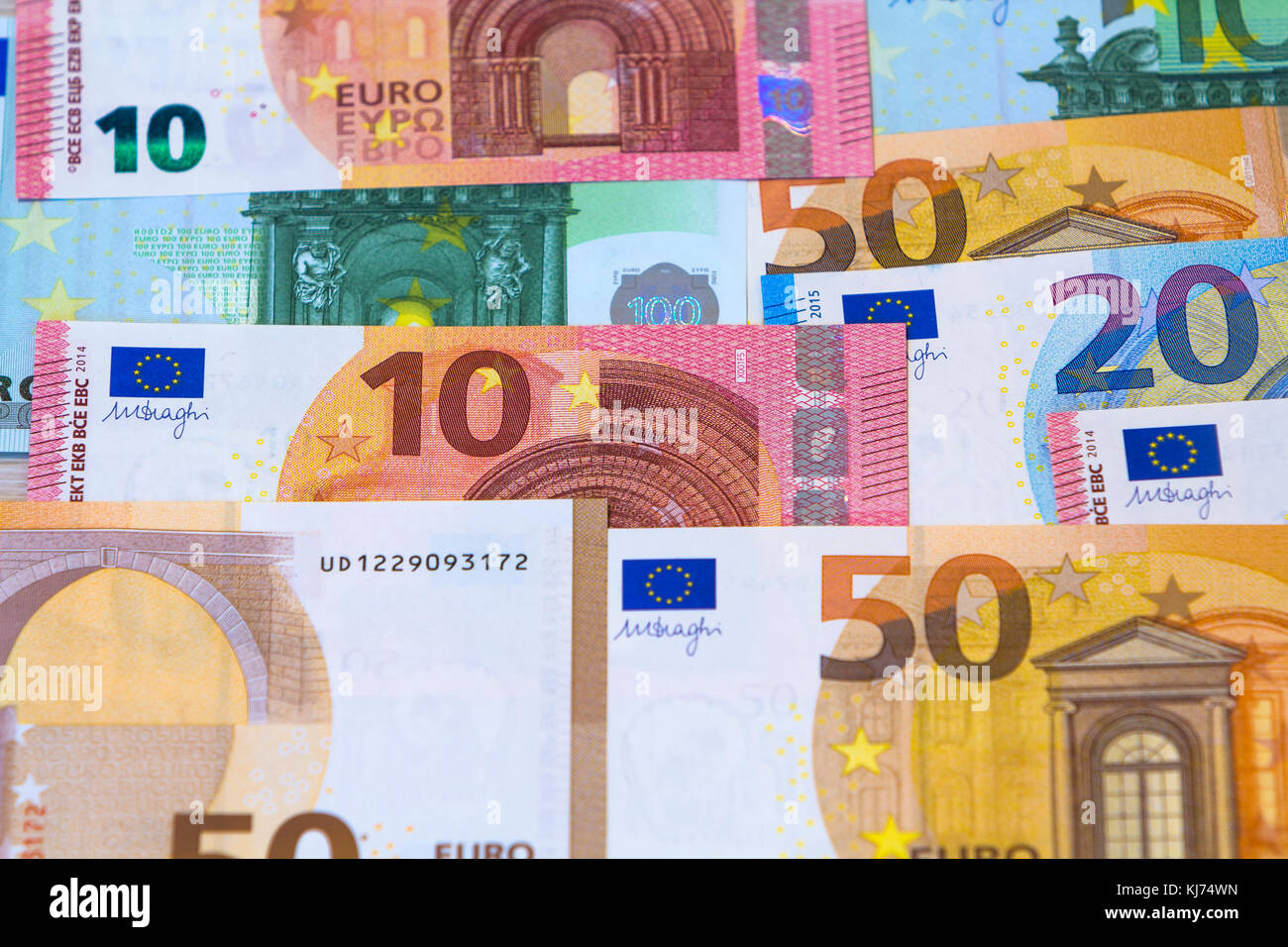 Different euro money banknotes for usage as background Stock Photo - Alamy