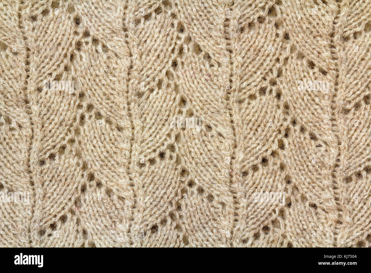 Background texture of beige pattern knitted fabric made of cotton or ...