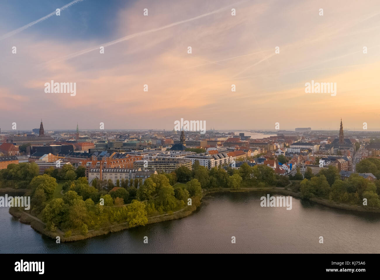 Copenhagen skyline at sunrise Stock Photo - Alamy