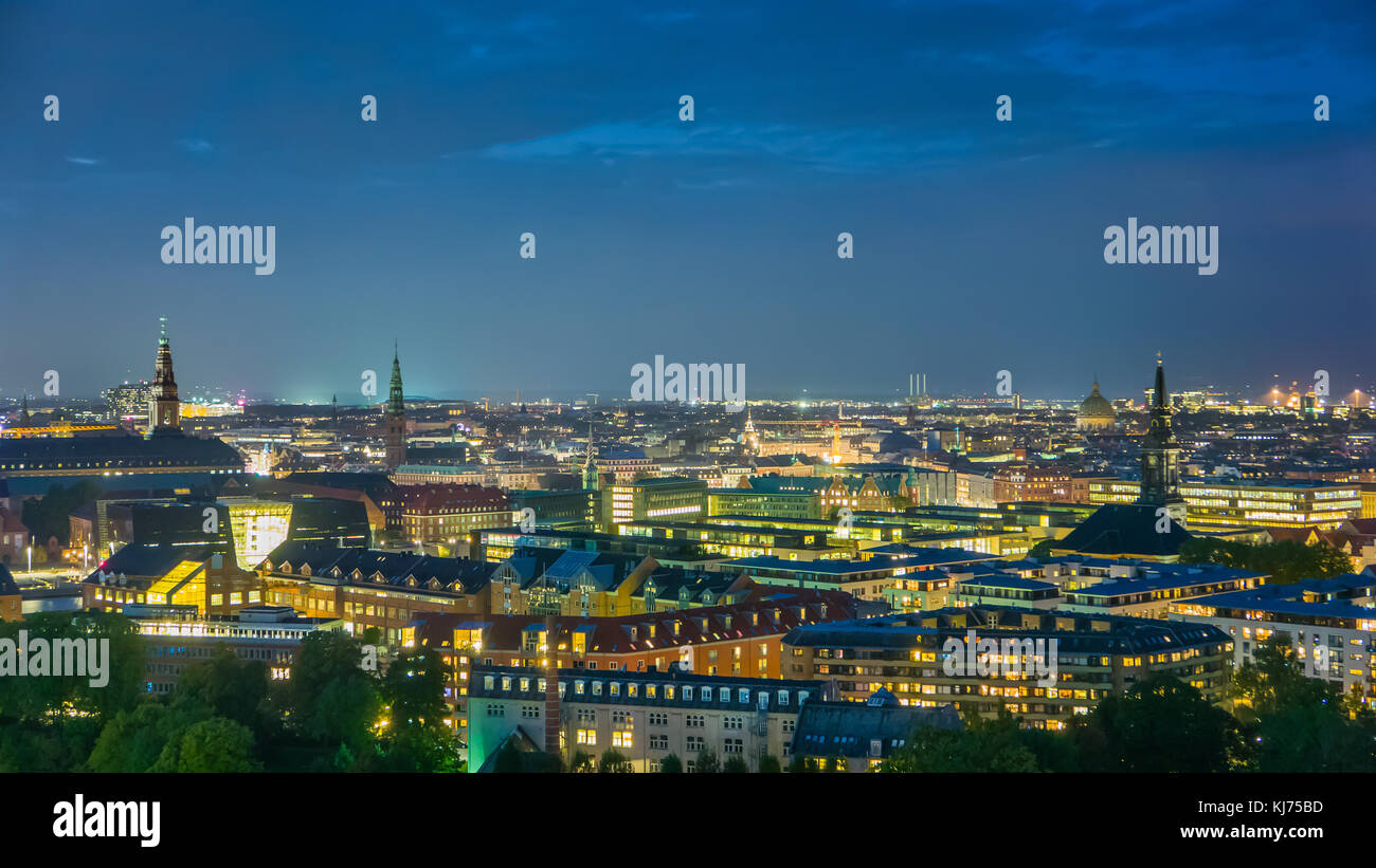 Skyline of Copenhagen downtown, endless city lights Stock Photo - Alamy