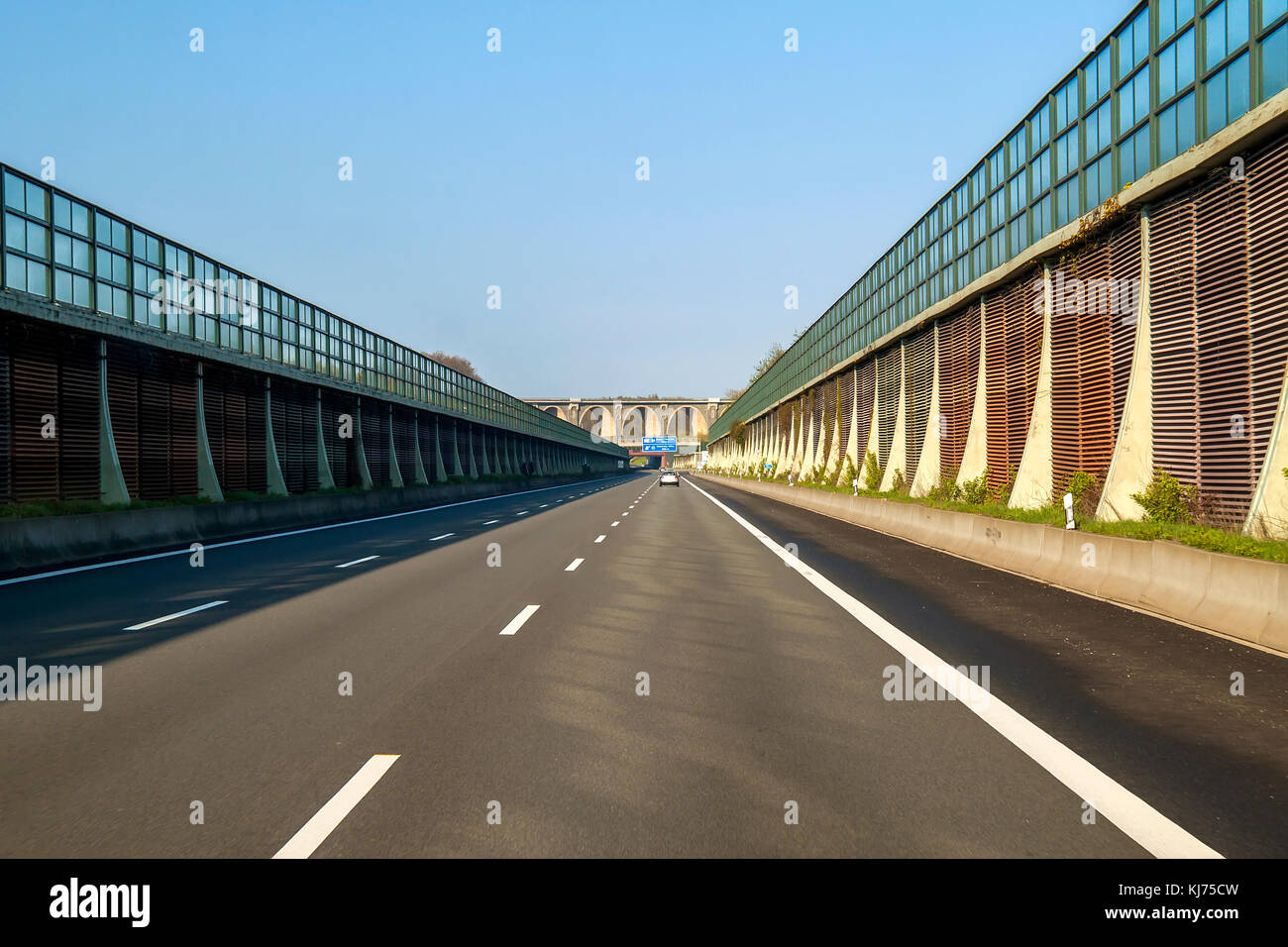 Speed road freeway in Germany with high walls on the sides Stock Photo ...