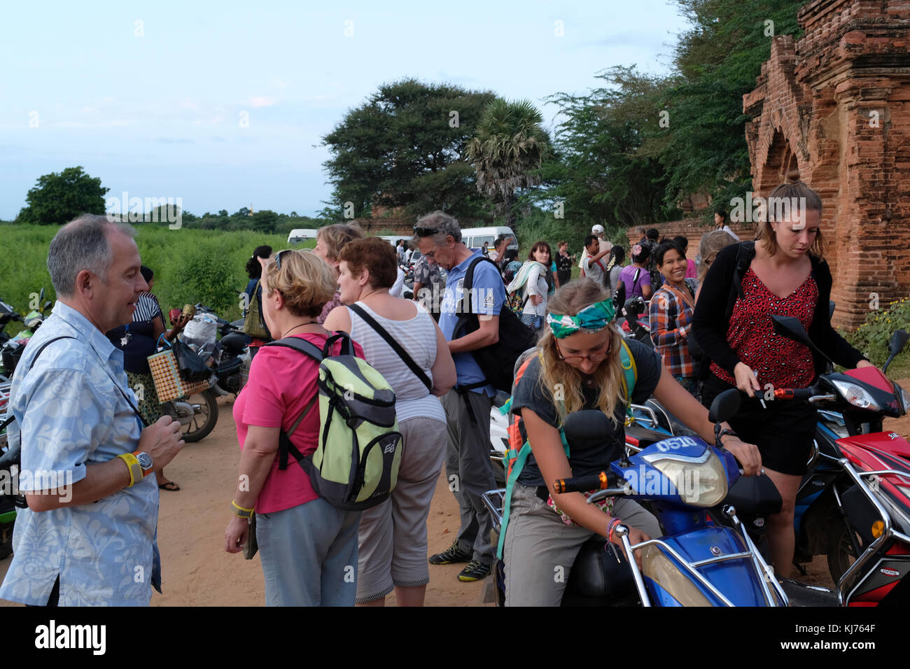 Tourists gathering at a Temple in Bagan, Myanmar Stock Photo - Alamy