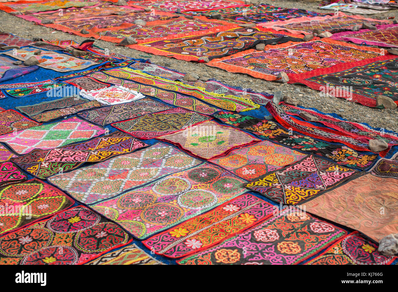Mongolian rugs selling on the street market Stock Photo - Alamy
