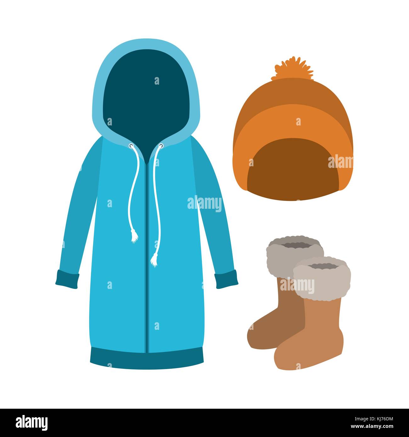 winter clothes with blue hooded sweater and yellow wool cap and boots ...