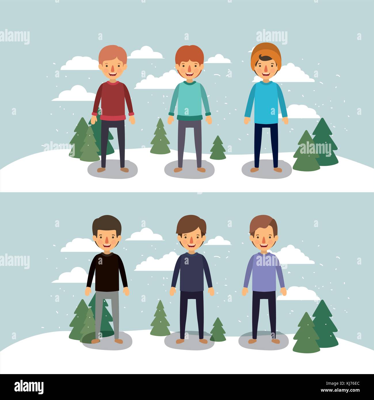 Two trees in winter Stock Vector Images - Alamy