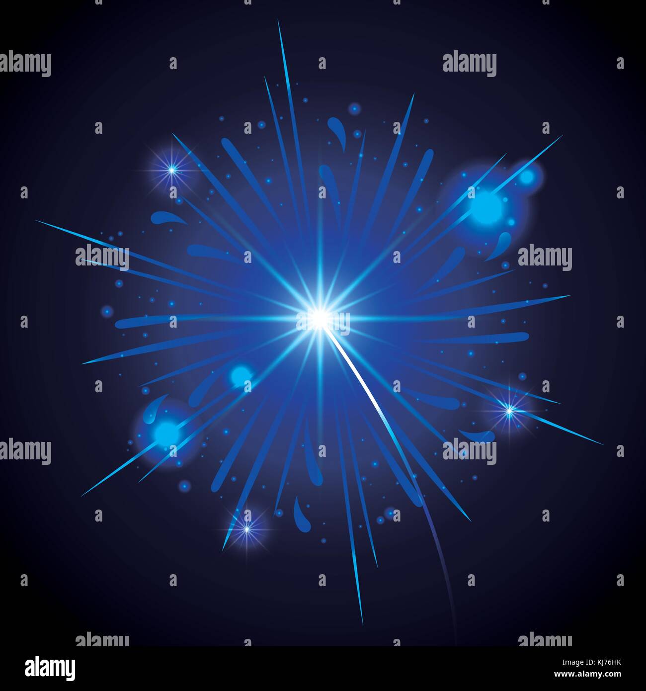 fireworks bursting in shape of blue star on black background Stock ...