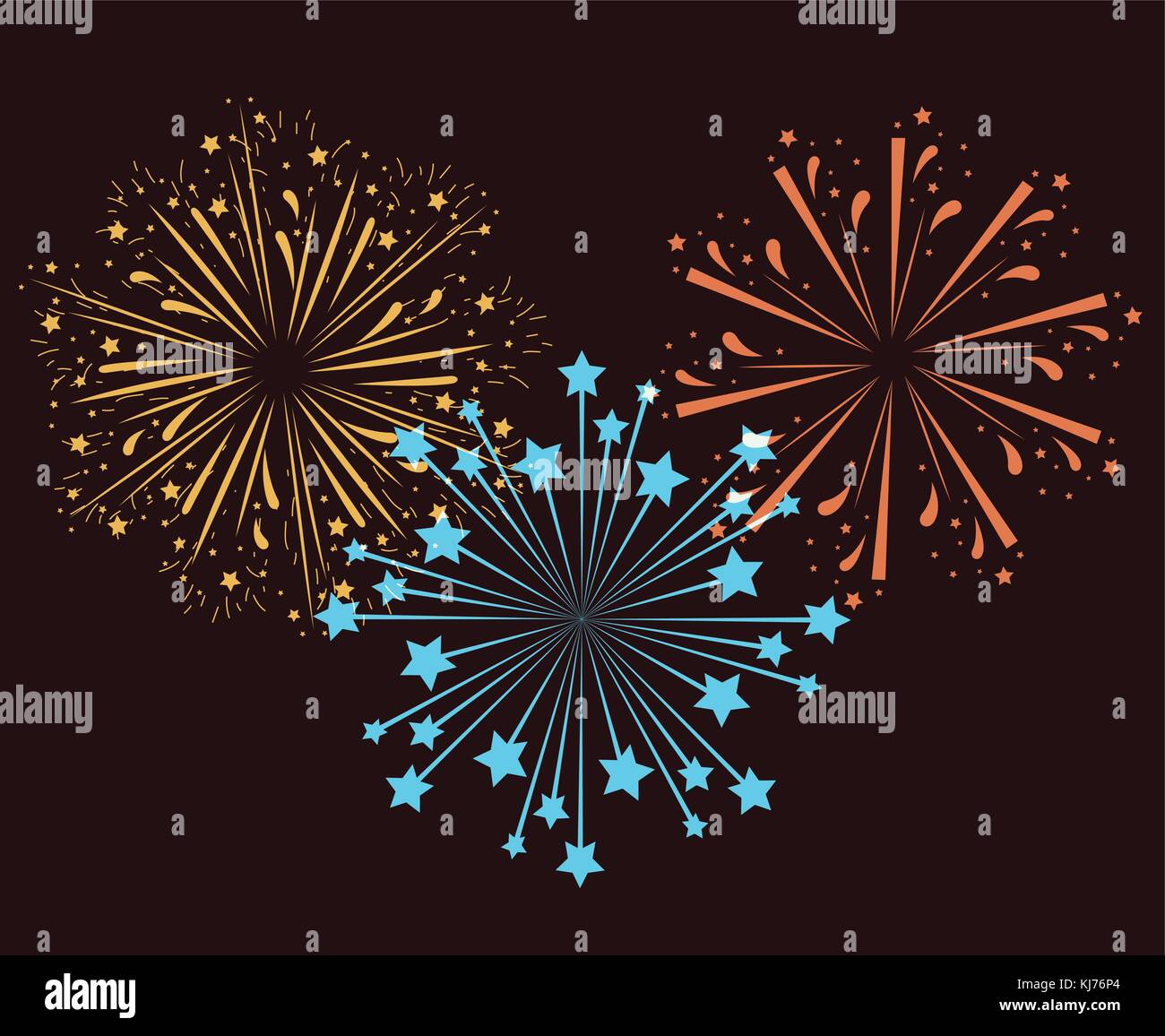 fireworks bursting in glowing multi colours on brown background Stock ...