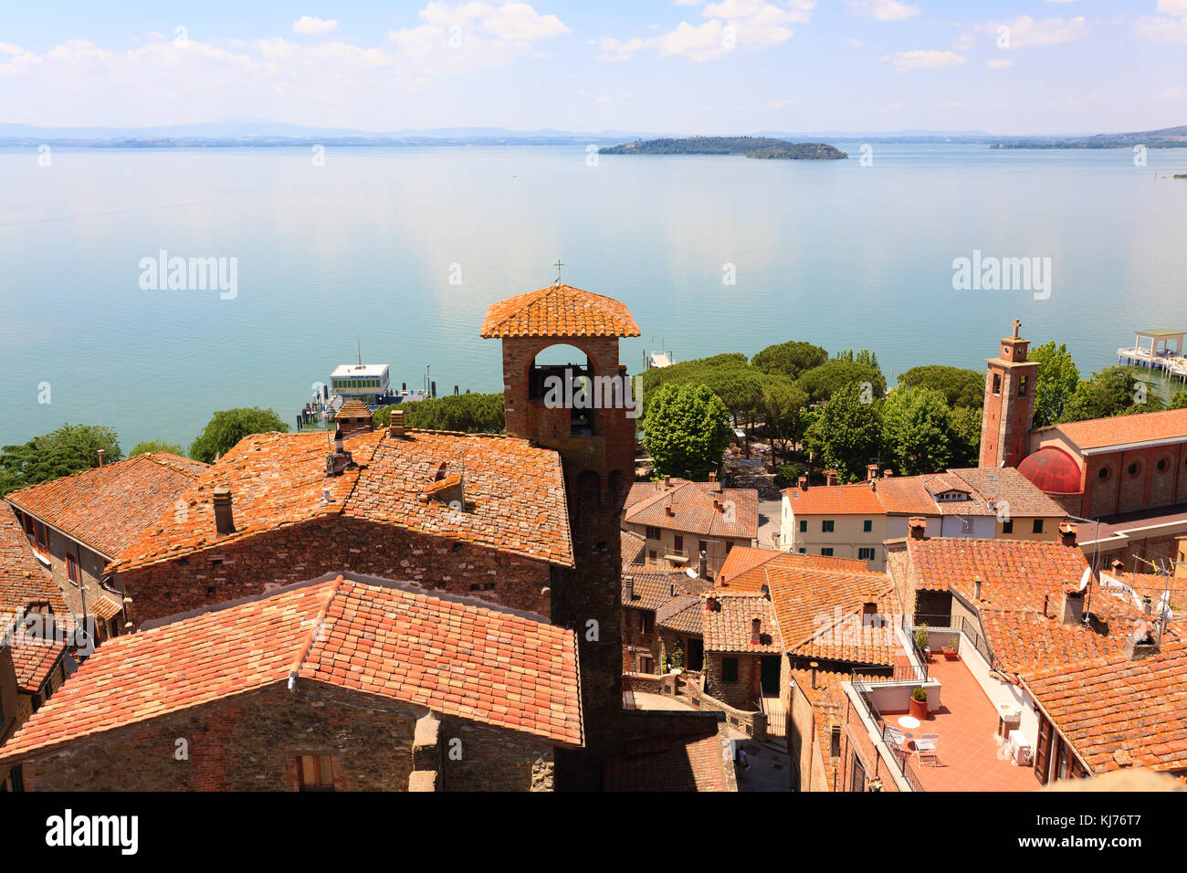 Lake Trasimeno view from Passignano sul Trasimeno castle, Italy ...