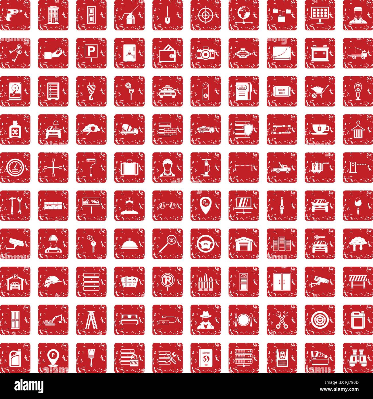 100 keys icons set grunge red Stock Vector Image & Art - Alamy