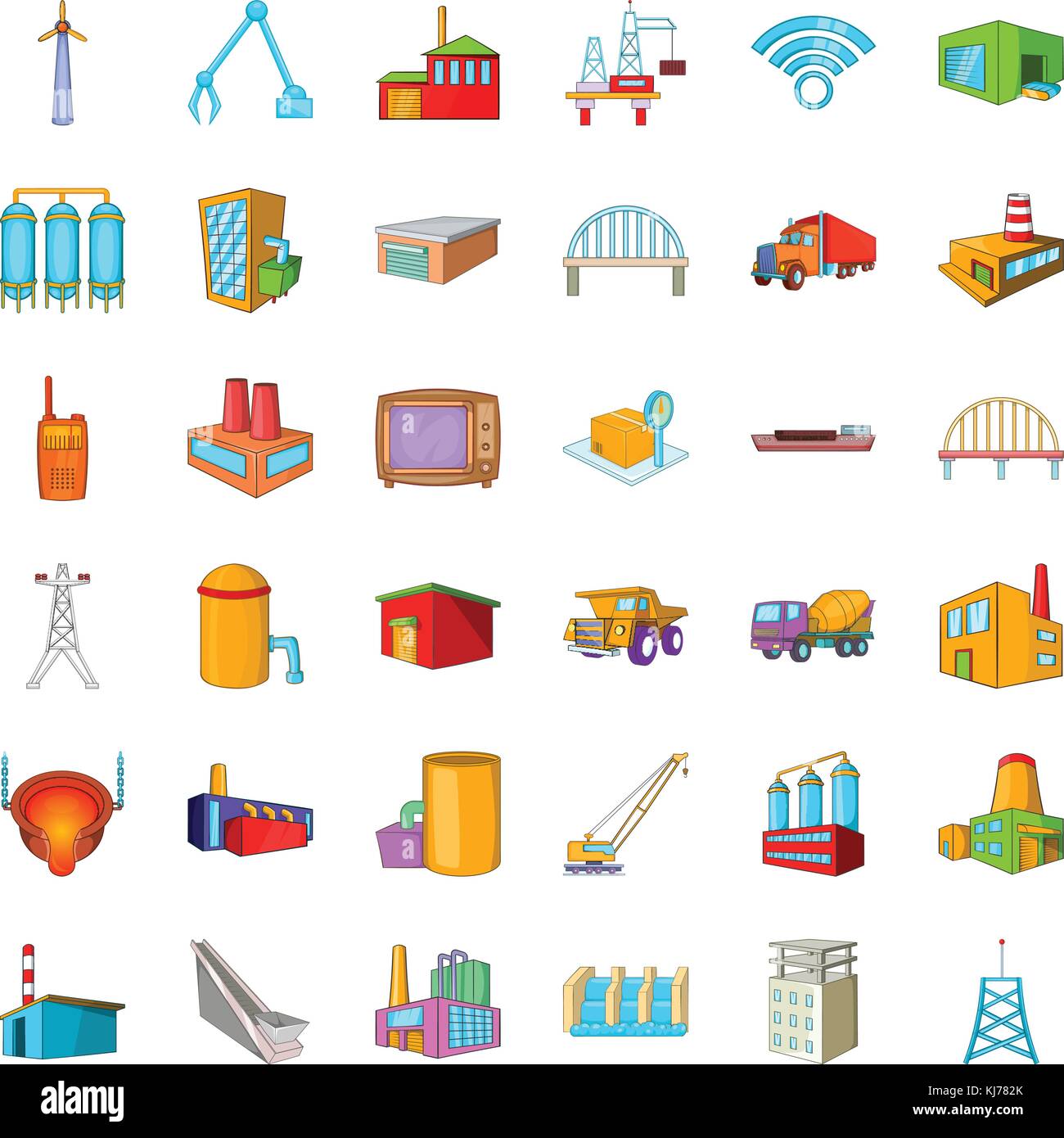 Factory icons set, cartoon style Stock Vector Image & Art - Alamy